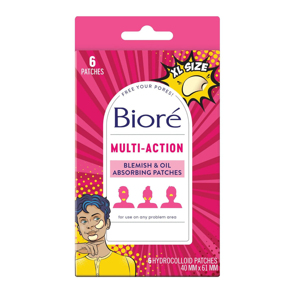 Bioré Multi‑Action X‑Large Pimple & Oil‑Absorbing Patches (6 Ct ...